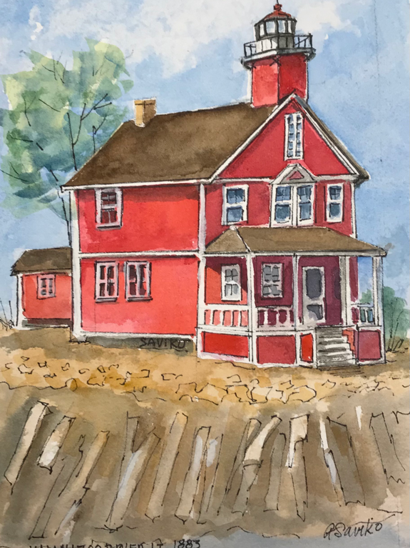 Saugatuck - Kz River Lighthouse – Michigan Lighthouse Art Gallery